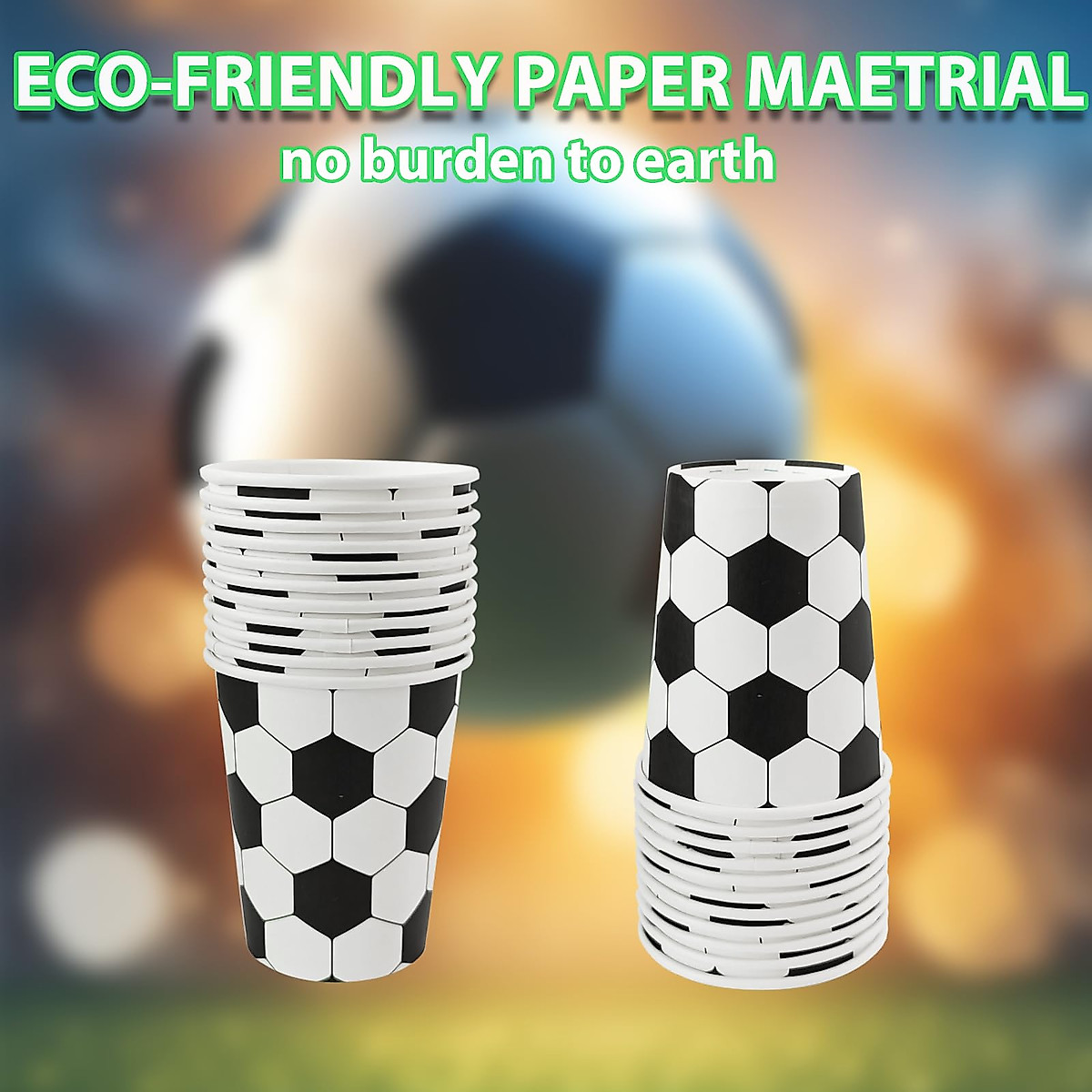 EaciTown Soccer Themed Party Cups 9OZ Paper Soccer Ball Pattern Drinking Cups Soccer Birthday Party Favors Soccer Baby Shower Supplies (30), Standard