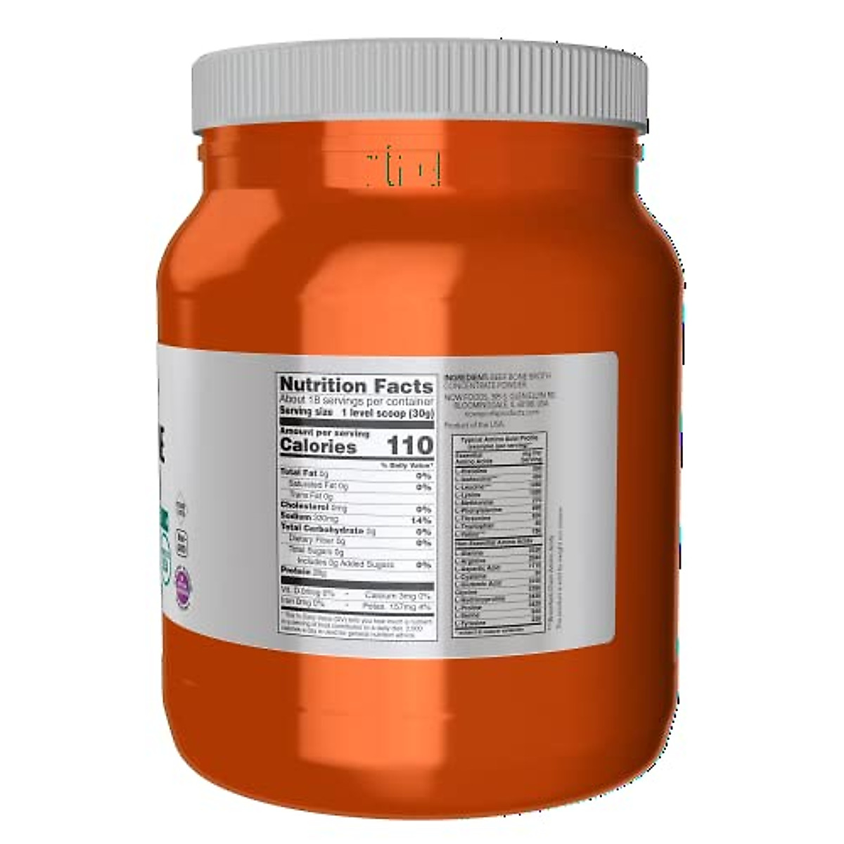 NOW Sports Nutrition, Beef Bone Broth Powder made with Premium-Quality Beef Bone Extract , 1.2-Pound