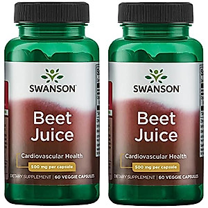 Swanson Made with Organic Beet Juice Freeze Dried 500 Milligrams 60 Veg Capsules (2 Pack)