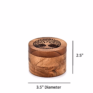 Samhita Handmade Acacia Wood Urn for Human Ashes, Tree of Life Wooden Box Urns for Ashes - Cremation Pet Urns for Dogs Ashes, Urn for Ashes (3.5" x 3.5" x 2.5")