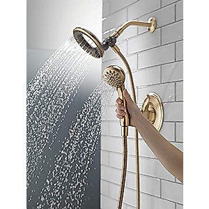 Delta Faucet Linden 17 Series Dual-Function Shower Faucet, Shower Trim Kit with 4-Spray In2ition 2-in-1 Dual Hand Held Shower Head with Hose, Champagne Bronze T17294-CZ-I (Valve Not Included)