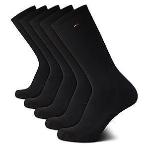Tommy Hilfiger Men's Athletic Socks - Cushioned Crew Socks (5 Pack), Size 7-12, Black