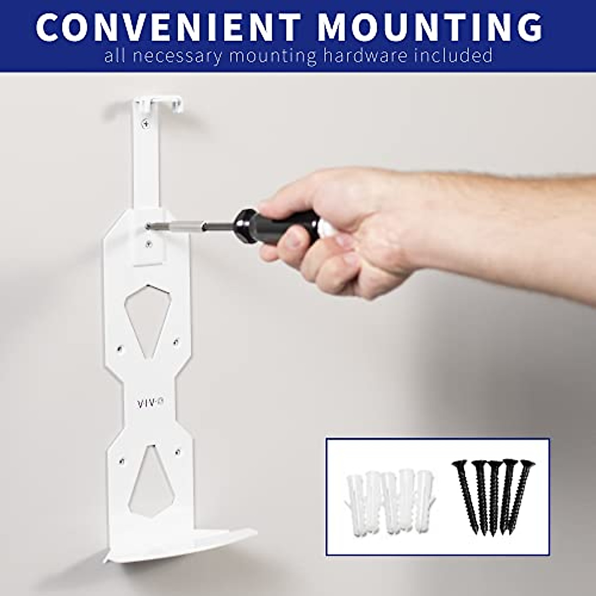 VIVO Steel Wall Mount Bracket Designed for PS5 Gaming Console, Vertical Display for Playstation 5, Open Design, 2 Controller Mounts, White, MOUNT-PS5W