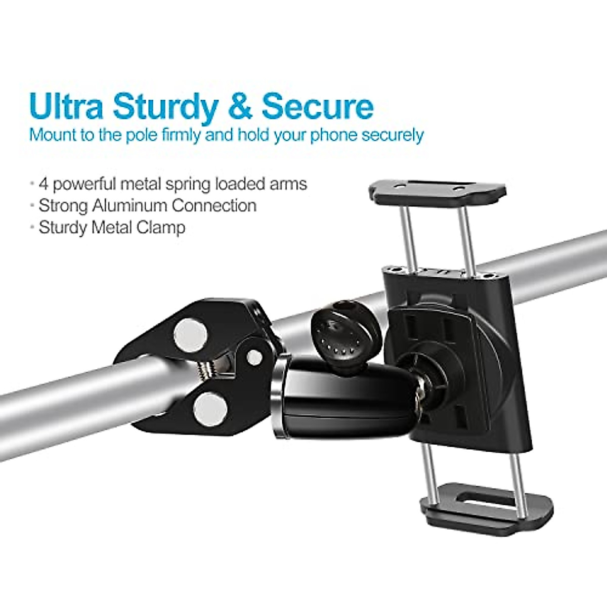 Elitehood 360° Swivel Tilt Mic Stand Phone Holder, Adjustable Phone Mount for Music Boom Mic Microphone Stand, Mic Stand iPhone Holder with Metal Clamp Mount for all iPhone, Android Cell Phone