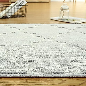 JOLENE.K Shag Rugs 8x10 for Bedroom, Indoor Modern Fluffy Carpet Shaggy Mat Ultra Soft Plush Geometric Rug Moroccan Floorcover Non Slip Thick Boho Rugs Living Room Dining Room Office, Ivory Beige Grey