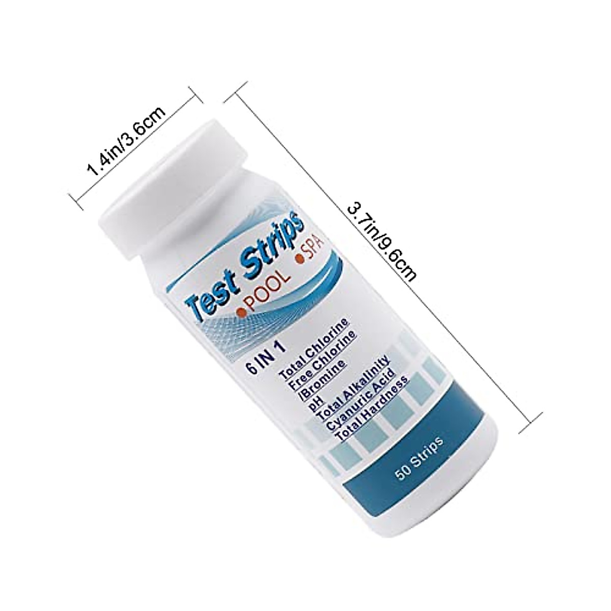 6 in 1 Swimming Pool & Spa Test Strips 50 Count Spa Test Strips for Hot Tub Quick & Accurate Pool Test Strips for Total Chlorine/Free Chlorine/Cyanuric Acid/Total Hardness/PH/Total Alkalinity