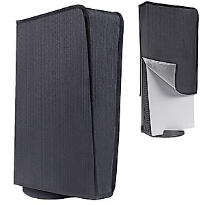 PS5 Nylon Comfortable Lining Dust Case, Anti-Scratch Waterproof Cover for Playstation 5 Digital Edition/Ultra HD Console (Ultra HD&Digital Edition, Black 4)