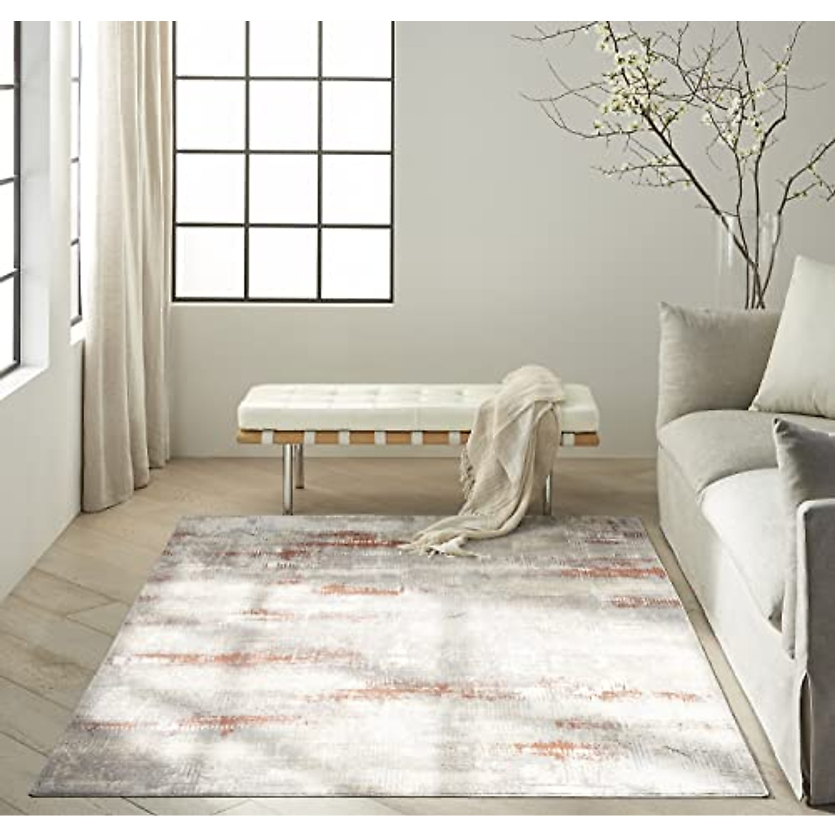 Calvin Klein Rush Ivory/Muti 8' x 10' Area-Rug, Modern, Abstract, Easy-Cleaning, Non Shedding, Bed Room, Living Room, Dining Room, Kitchen (8' x 10')