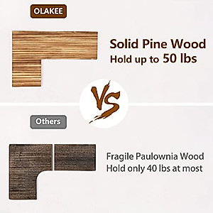 Olakee Corner Floating Shelves for Wall Set of 3, Rustic Wood Wall Shelves Storage Display Shelf Decor for Bedroom Kitchen Office Living Room