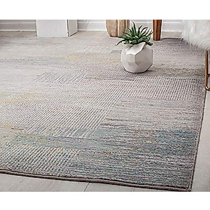 CosmoLiving by Cosmopolitan Melyna MA15A Revere Pewter Contemporary Abstract Area Rug, 8'0"X10'0"