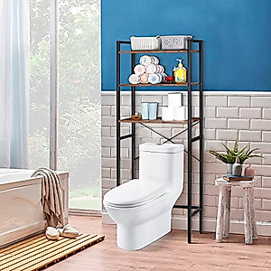 ZenStyle Over The Toilet Storage, 3-Tier Bathroom Space Saver Storage Organizer, Multifunctional Toilet Stand Rack, Easy to Assembly, Rustic Brown