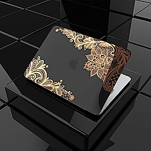 SDH for MacBook Air 13-inch 2020 Protective case, MacBook Air 13-inch A2337 M1 A2179 A1932 with Retina, New Technology Bronzing Laptop case and Keyboard Cover, black Rose Gold lace 1