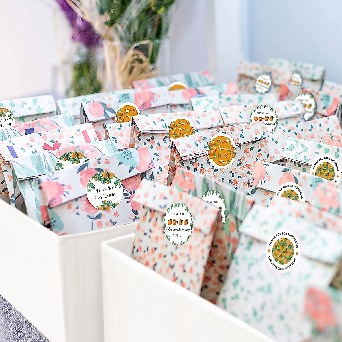 80 Little Cutie Thank You Stickers, Baby Shower Thank You Stickers, Summer Citrus Botanical Clementine Orange Baby Shower Decorations(2 Inch)