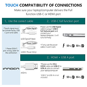 INNOCN Portable Laptop Monitor Touchscreen 15.6" 1080P HDMI USB C External Computer Display Ultra Slim Travel Second Monitor for Laptop MacBook Phone PS4 Switch Xbox Mini PC, 400Nits, 100% sRGB