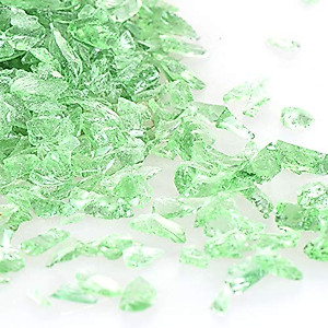 Shiny Stone High Luster Reflective Fire Glass Gravel,Fire Gems,Fire Drops,Fire Glass Pebbles Stones Beads Chips for Fire Pit Fish Tank Aquarium Garden,3-6mm 305g/0.67lb (Light Green)