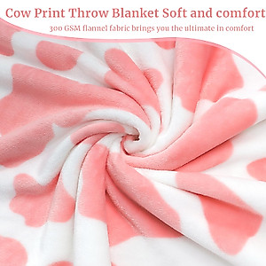 Cow Print Blanket Warm Plush Cute Pink Cow Throw Blanket Soft Fleece Flannel Lightweight Throw Blankets Sofa Couch Bed Travel Cow Bedding Room Decor for Kids Teens Adults 40x50 inch