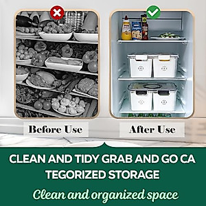 VANEME Airtight Fruit Storage Containers with Lids and Handle,Fridge Organizer,with 4 Removable Colanders for Fresh Produce, Fruit and Vegetable Storage(White)