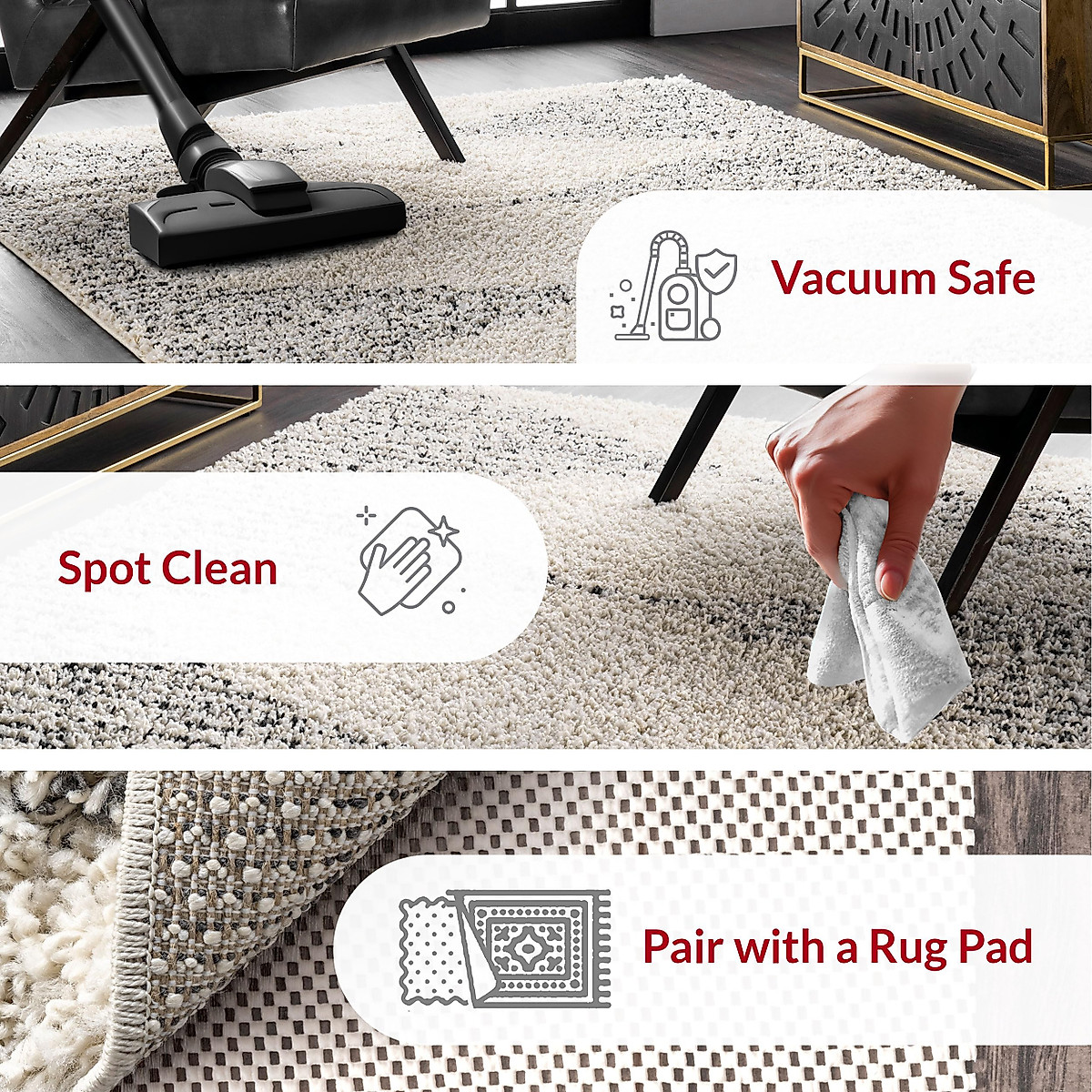 nuLOOM Scarlette Abstract Diamond Shag Area Rug, 5x8, Off-white