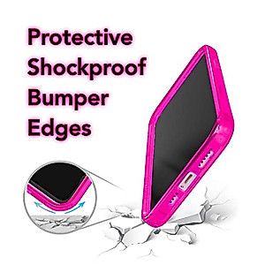 NYCPrimeTech iPhone 12 Pro Max Case/Slim and Soft Transparent Neon Pink Cover with Bumper Edge for iPhone 12 Pro Max/Cute Flexible & Stylish Protection for iPhone 12 Pro Max// 6.7" (Hot Pink)