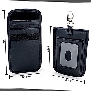 SAFALA Faraday Bags for Key Fob - 2 Pack PU Leather KeyFob RFID Signal Blocking Bag Faraday Cage Protector Anti-Theft Pouch with ID Card Holder