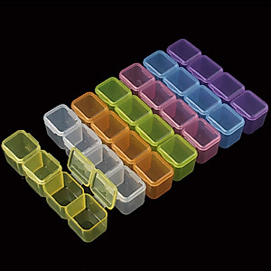 1 Pack 28 Grids Diamond Painting Box Plastic Jewelry Organizer Storage Container Diamond Embroidery Storage Boxes Nail Art Tools Storage Case for DIY Rhinestone Beads or Nail Art Small Findings