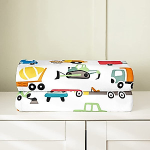 Feelyou Construction Car Flannel Fleece Blanket Excavator Plush Throw Blanket, for Children Construction Vehicles All Season,Bed Blanket Equipment Trucks Room Decor 40"x50"