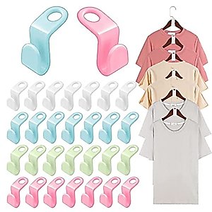 Clothes Hanger Connector Hooks, 60 Pcs Space Saving Cascading Clothes Hangers Extender Assist Hooks for Clothes Organizer for Closet
