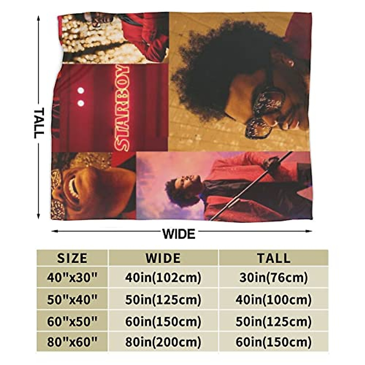 The Singer Weeknd Merchandise Blanket Ultra-Soft Blanket Collage Singer Blanket Flannel Blanket Portable Throw Blanket for Living Room Couch Sofa Rapper Fans Gift 50x40 Inches