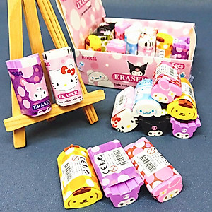 6Pcs Cute Erasers for Kids Mini Erasers for Pencils Kawaii Eraser Fun Erasers Back to School Supplies Kid Party Favors Gift, Suitable for Children Over 6 Years Old