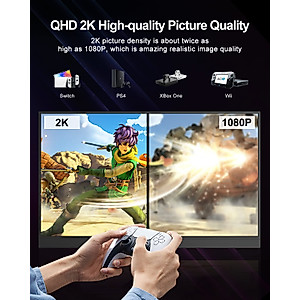 CNBANAN 2K Portable Monitor 60Hz, 16" Portable Screen IPS 2560x1600 QHD USB-C&HDMI 400 Nits 100% RGB 1200:1 FreeSync VESA Ultra Slim External Monitor for Laptop Mac Phone Xbox Game (Matte)