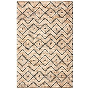SAFAVIEH Kilim Collection Accent Rug - 2'3" x 5', Natural & Charcoal, Handmade Moroccan Boho Jute & Cotton, Ideal for High Traffic Areas in Entryway, Living Room, Bedroom (KLM750A)