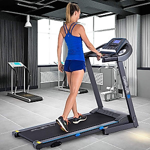 Goplus 2.25HP Folding Treadmill Electric Portable Motorized Power Running Fitness Machine,Gray,Running Belt