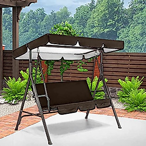 Swing Waterproof Cover Porch Top Cover Seat Furniture 2-3 Seater Waterproof Oxfords Cloth Top Cover for Garden Swing Outdoor,Swing Cover for Backyard, Terrace Swing Canopy (Top Cover +chair cover)