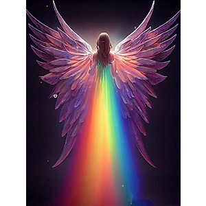 5D Diamond Art Painting by Number Kits Rainbow Dress Angel Girl Round Diamond Art Full Drill Mosaic Embroidery Cross Stitch for Wall Decoration(40x50cm) 73