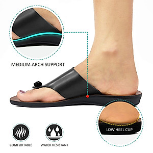 Aerosoft Lilac Orthotic Comfortable Split-Toe Flat Slide Casual Summer Vacation Essentials Arch Support Flip Flop Sandals for Women (US 7, Lilac Black)