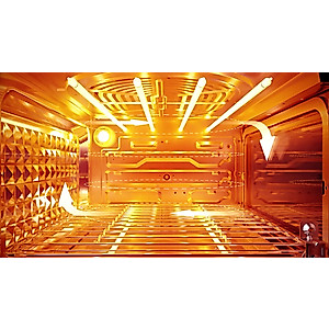 EUROTO Stainless Steel Large Capacity 26.8 QT Air Fryer Oven, 24 in 1 Multi-function, 360 Air Circulation Toaster Oven, LCD digital Display, 4 Layer Shelves, Included Oven Gloves & Apron Up to 450°F