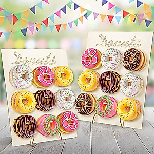 ULENDIS 2 Pack Donut Wall Display Stand Wooden, Reusable Donut Holder Board Fits 18 Doughnuts, Doughnut Food Buffet Display for Wedding Baby Showers Birthday Gathering Party Decorations and More