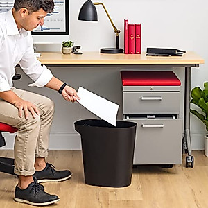 IRIS USA 6 Gallon / 24 Quart Plastic Wastebasket Trash Cans for Home, Office, Bedroom, Bathroom, Made with Recycled Materials, Black, 2-Pack