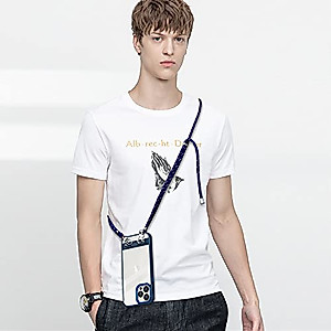 DOB SECHS for iPhone 12 Case with Strap, Crossbody Phone Case for iPhone 12 Pro, Clear Hard Acrylic PC Cover Slim Case Neck Lanyard Phone Case for Women, Adjustable Detachable Strap, Blue