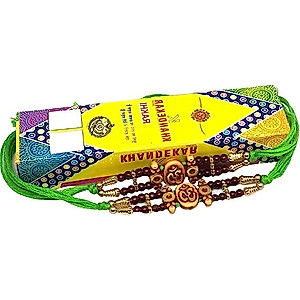 KHANDEKAR Beautiful Rakhi for Brother, Traditional Design Handmade Rakhi, Rakhee Bracelet for Brother Bhayi Bhabi, Indian Traditional Rakhi Thread Set of 2