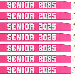7 Pcs Hot Pink Senior Sash 2025 with Silver Glitter Letters - Senior Sashes Class of 2025, Graduation Celebration sash, Senior Cheer Sash, Class Competition Sashes, Graduation Party Supplies