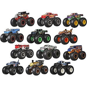 Hot Wheels Monster Trucks Set of 12 (1:64 Scale) + Hot Wheels Monster Trucks Stunt Tire Playset (Amazon Exclusives)