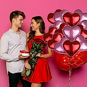 Happy Valentines Day Balloons Red Pink Heart Shape Balloon Party Decorations Supplies, Valentines Day Decorations, Romantic Anniversary Balloons Decor