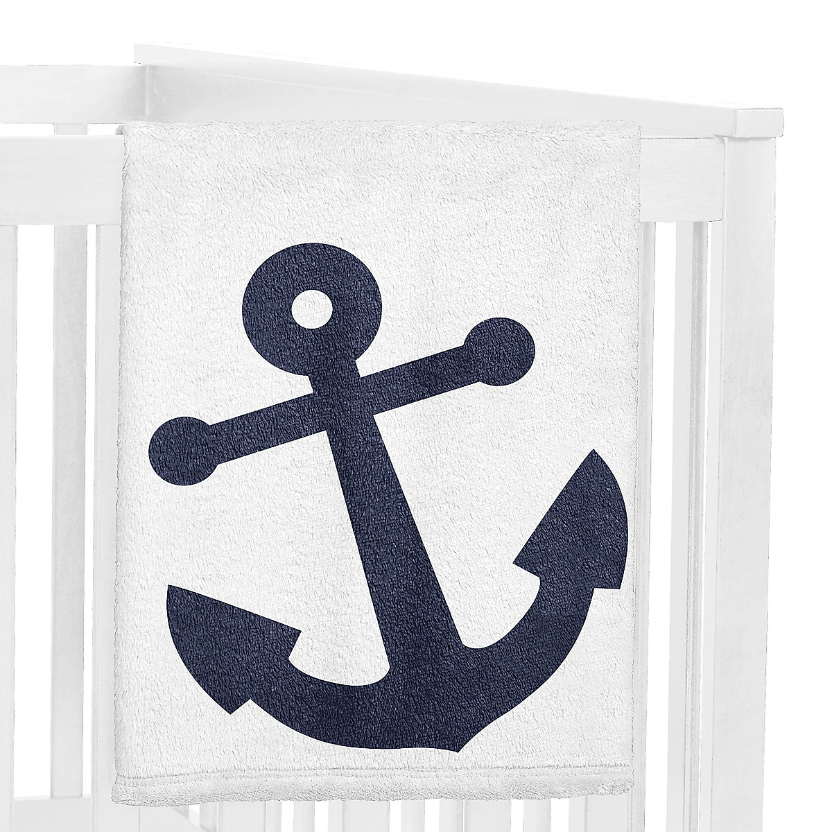 Sweet Jojo Designs Nautical Sailor Boy Girl Milestone Blanket Monthly Newborn First Year Growth Mat Baby Shower Memory Keepsake Gift Picture - Navy Blue White Anchors Ocean Sailboat Sea Gender Neutral