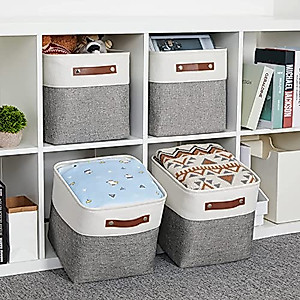 Fabric Cube Storage Bins Baskets 11x11 Cube Storage Bins, Set of 8, Foldable Storage Cube Bin Baskets for Shelves with Handles, Bins for Cube Organizer Home Toy Nursery Closet Bedroom(White Gray)