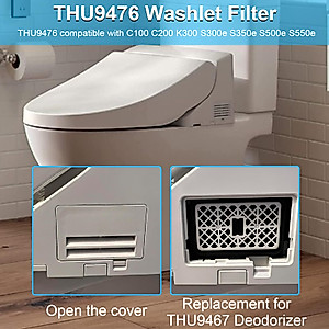 THU9476 Deodorizer Filter Carbon Deodorizing Cartridge Compatible with TOTO S300 S350E C100 C200 700H-2Pack
