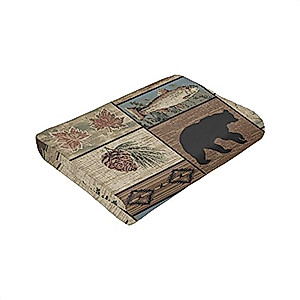 Rustic Cabin Wild Lodge Check Plaid Pattern Flannel Fluffy Full Fleece Throw Blanket Queen King Size Comforter Plush Soft Cozy Quilt Nursery Bedding Decor Bedroom Decorations Wearable