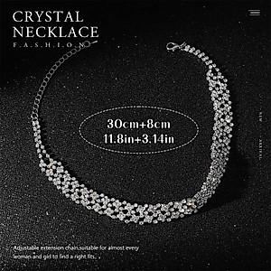 JEAIRTS Rhinestone Choker Necklace Silver Full Crystals Necklaces Sparkly Necklace Chain Jewerly Fashion Party Accessories for Women