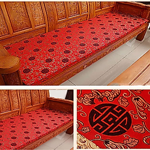 ZYBCQL New Chinese Bench Pad Cushion,Non Slip 4 cm Sponge Seat Cushions Washable Floor Mat with Removable Cover for Room Decor-A 165x50x4cm(65x20x1.6inch)