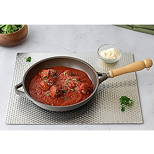 Heat Resistant, Non-Slip, Metal Counter/Table Protector Mat, Large - 14" x 17" - 2 Pack - Silver